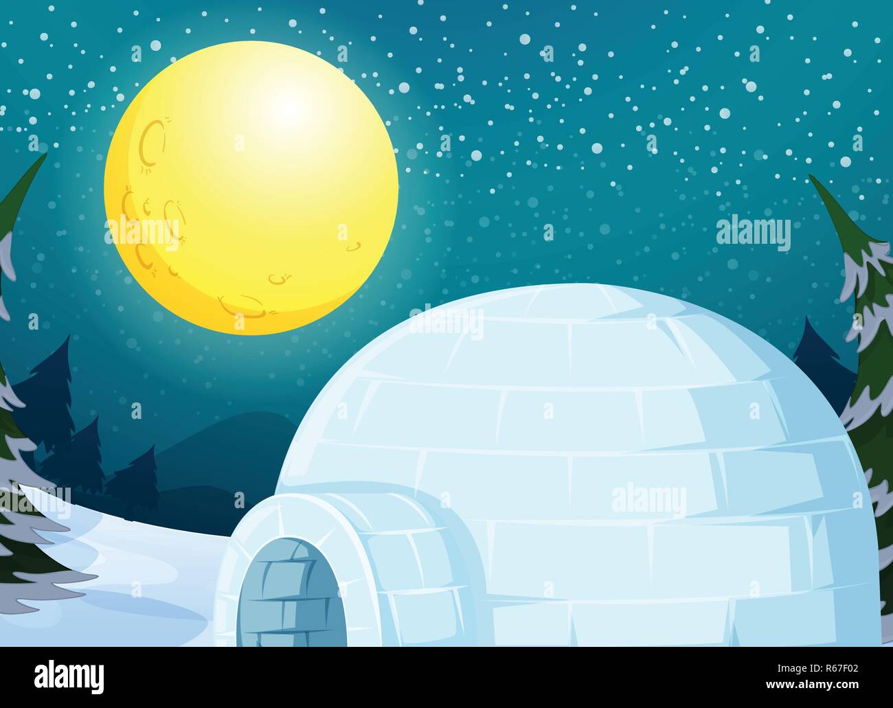 Igloo in the winter landscape illustration Stock Vector Image & Art - Alamy