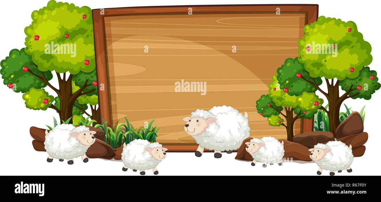 Sheep on the wooden banner illustration Stock Vector Image & Art - Alamy