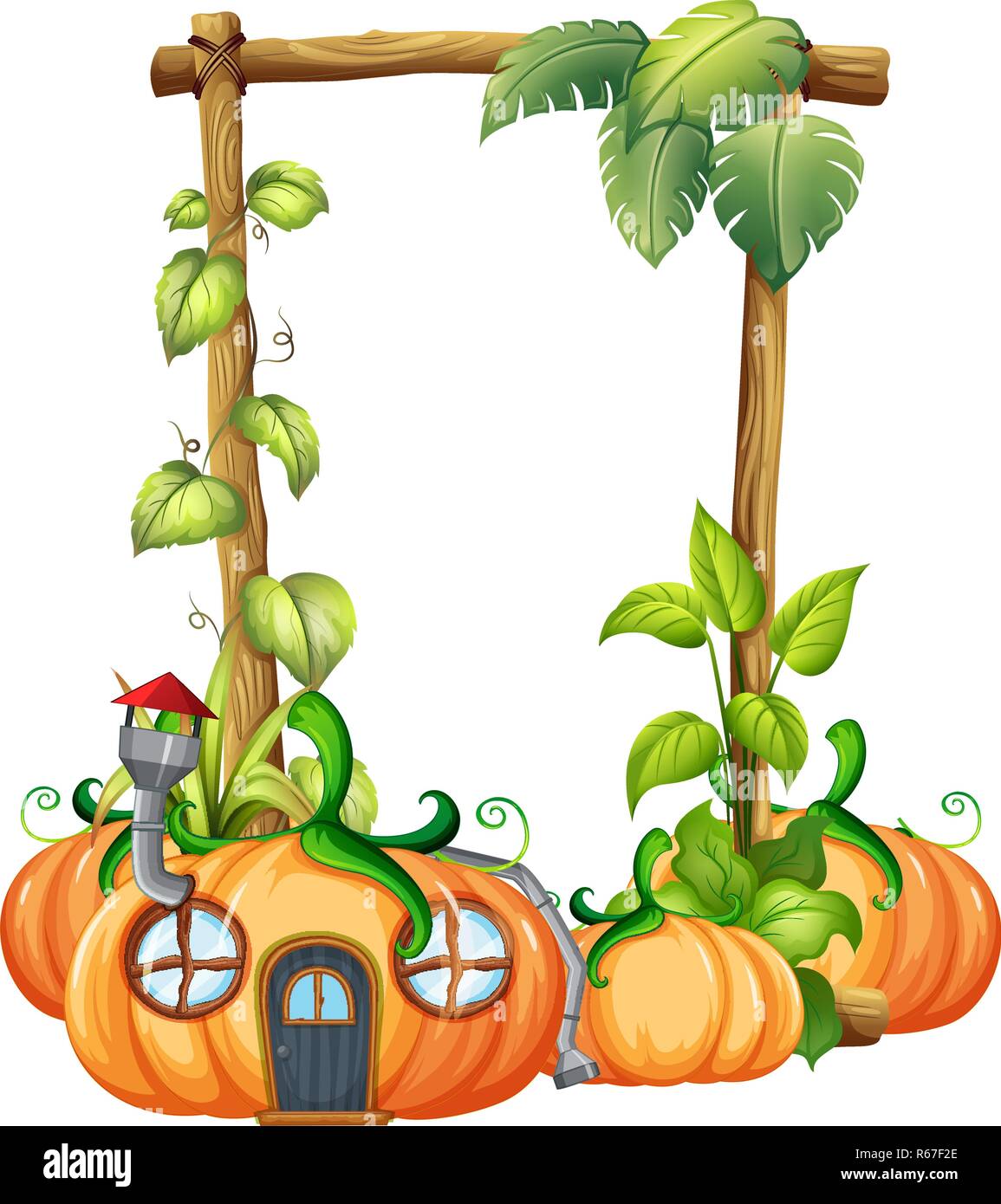 Pumpkin in nature frame illustration Stock Vector Image & Art - Alamy