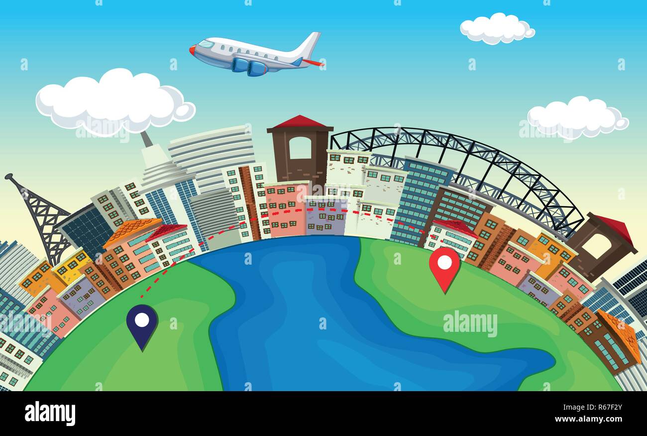 Town building on the globe illustration Stock Vector Image & Art - Alamy