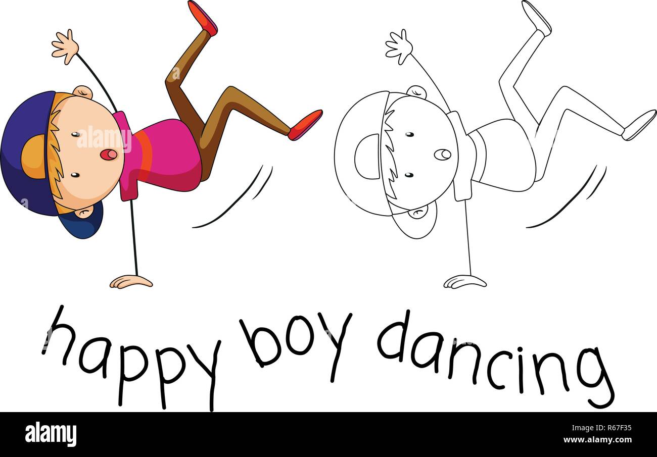 Doodle boy character dancing illustration Stock Vector Image & Art - Alamy