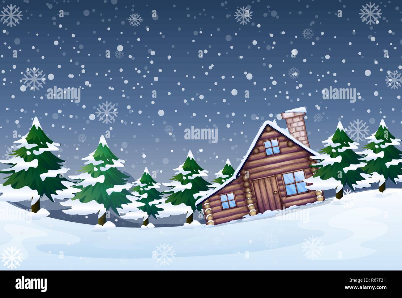 A winter landscape at night illustration Stock Vector Image & Art - Alamy