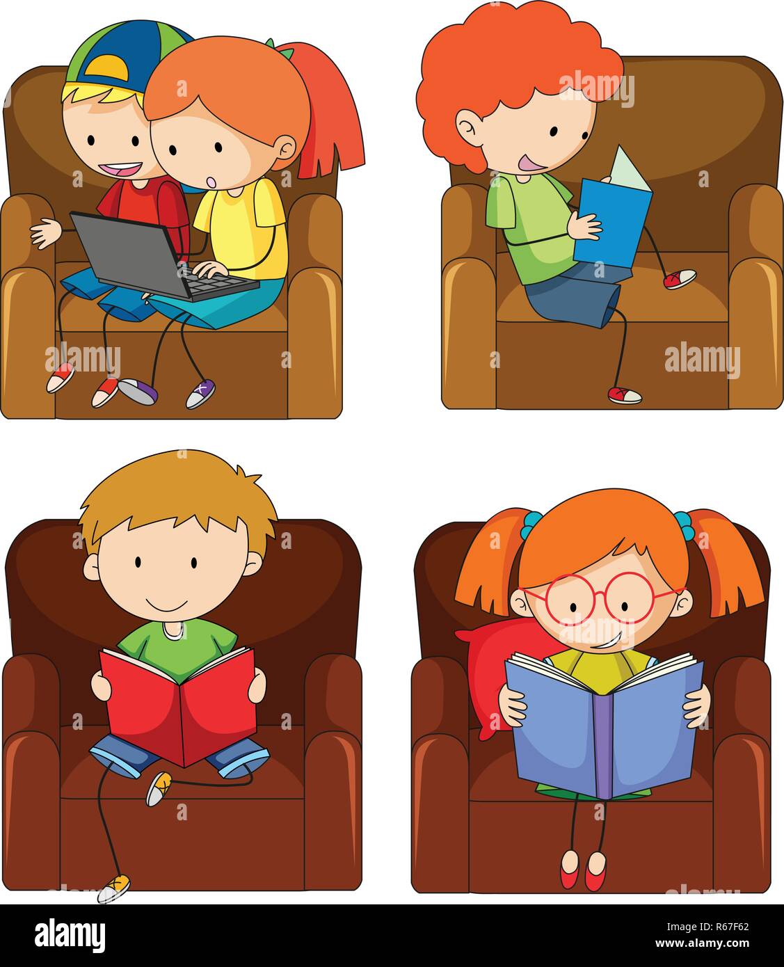 Set of doodle kids studying illustration Stock Vector Image & Art - Alamy