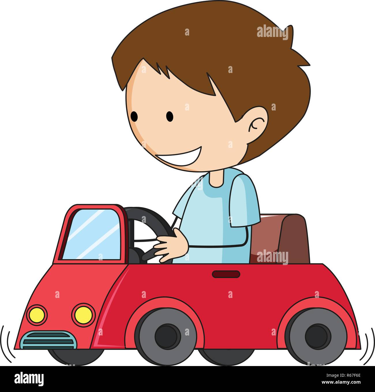 Doodle boy drive toy car illustration Stock Vector Image & Art - Alamy