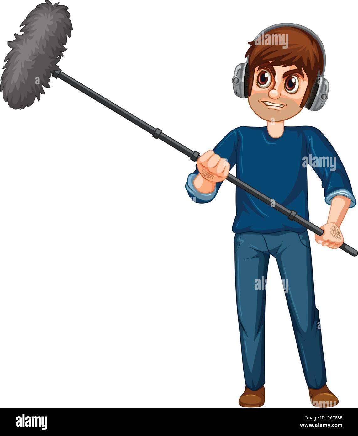 A man holding boom microphone illustration Stock Vector Image & Art - Alamy