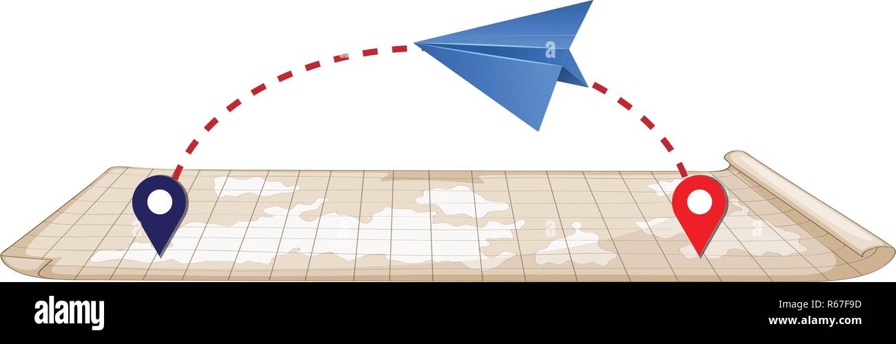 Paper plane and map illustration Stock Vector Image & Art - Alamy