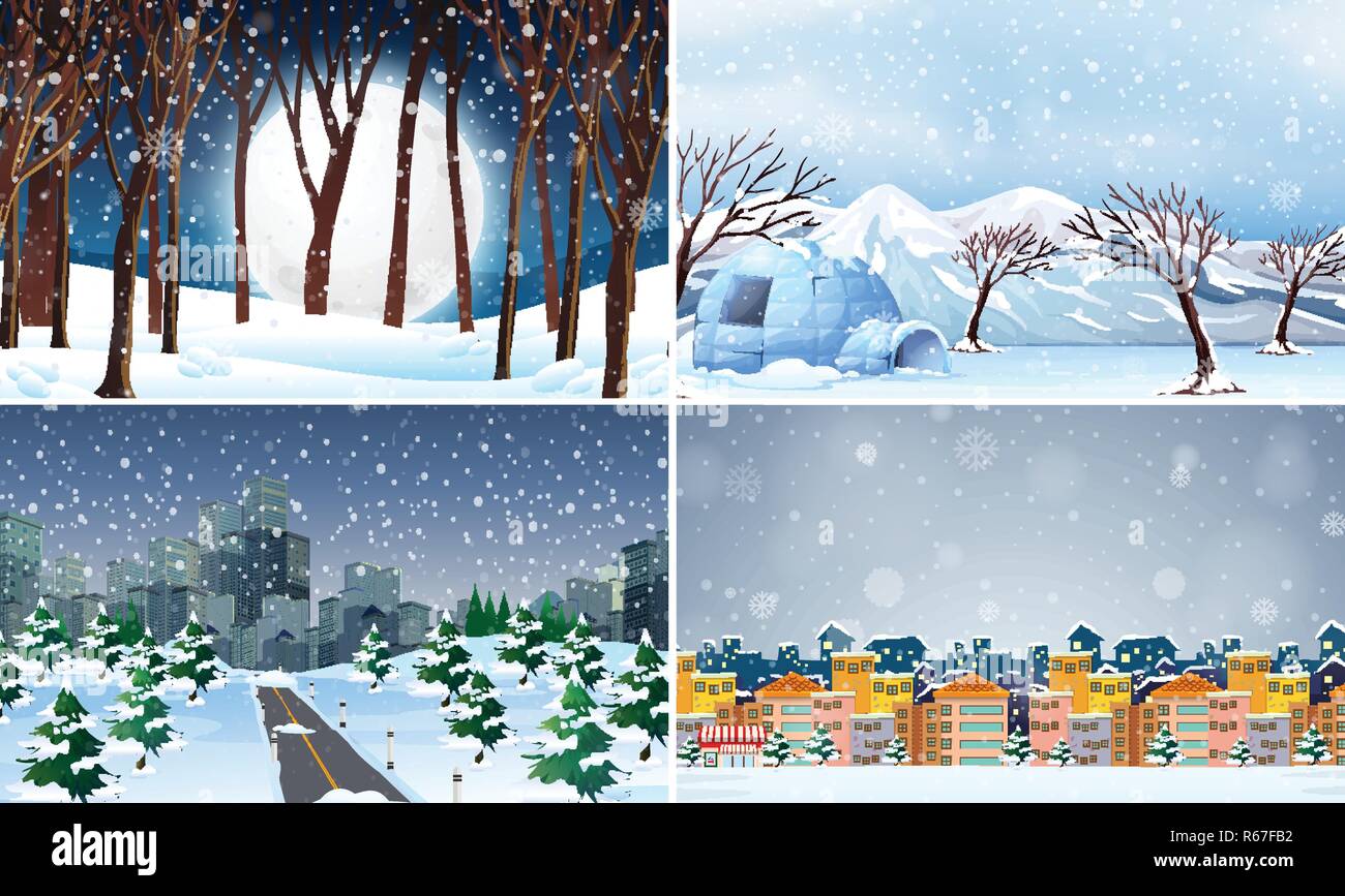Set of cold winter background illustration Stock Vector Image & Art - Alamy