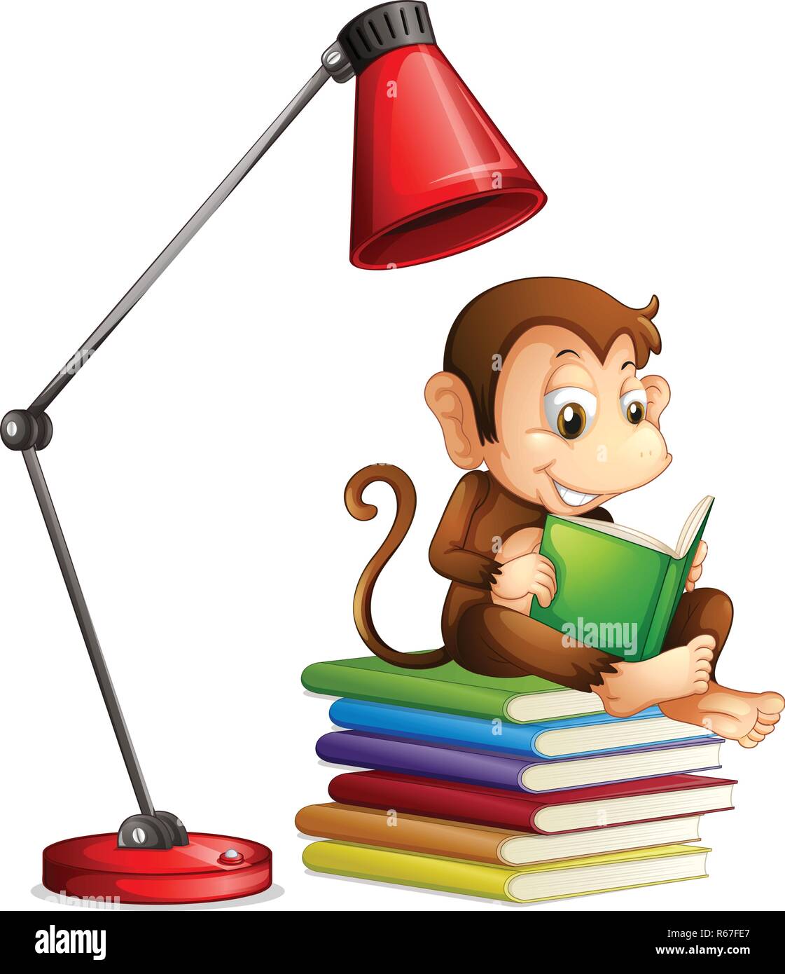 Monkey reading book on white background illustration Stock Vector Image ...