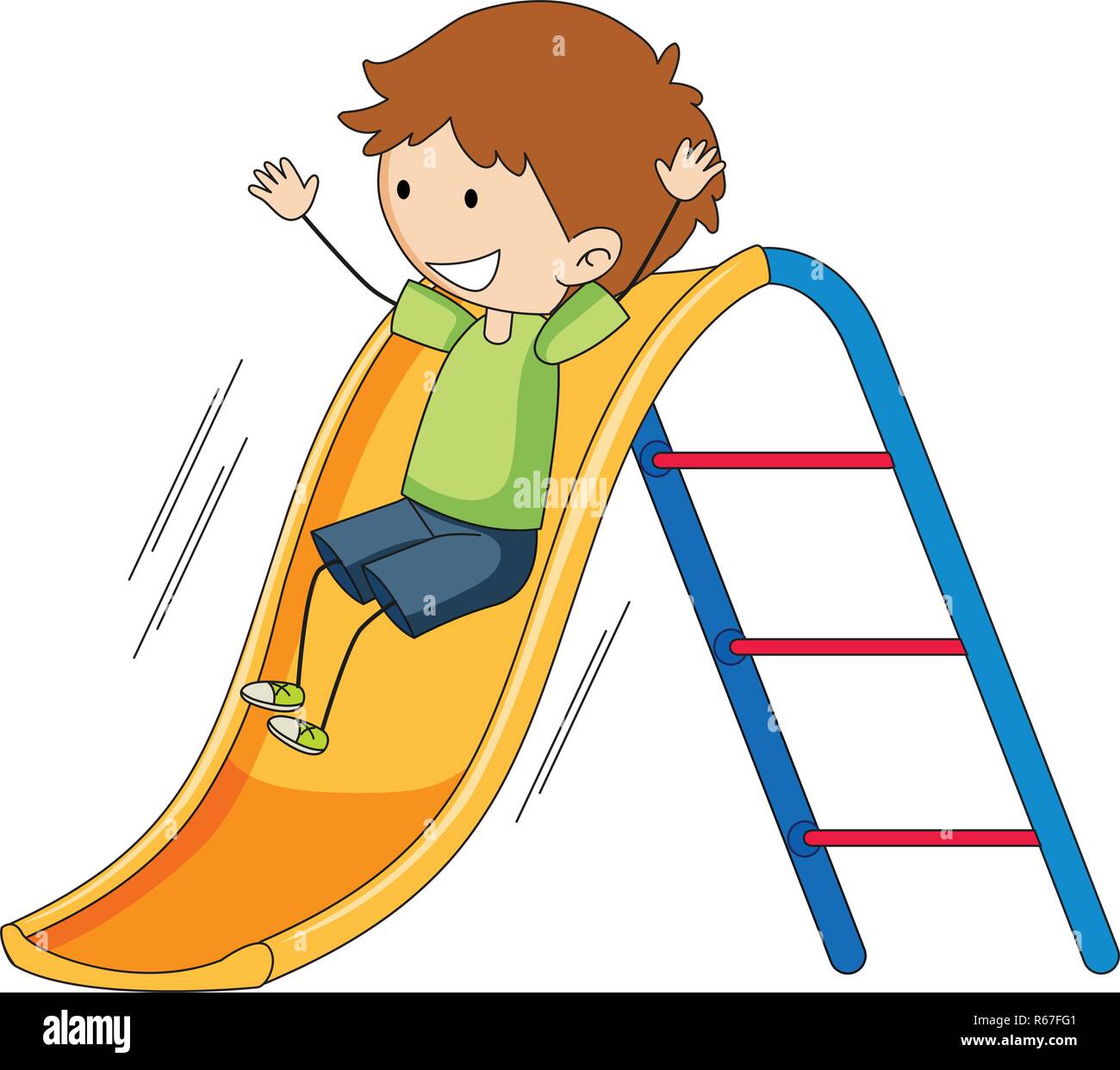 Doodle boy playing slide illustration Stock Vector Image & Art - Alamy