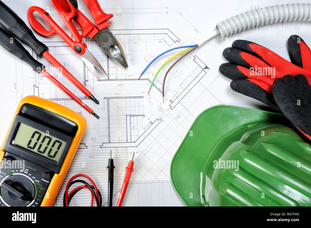 top view of components and electrical equipment Stock Photo - Alamy