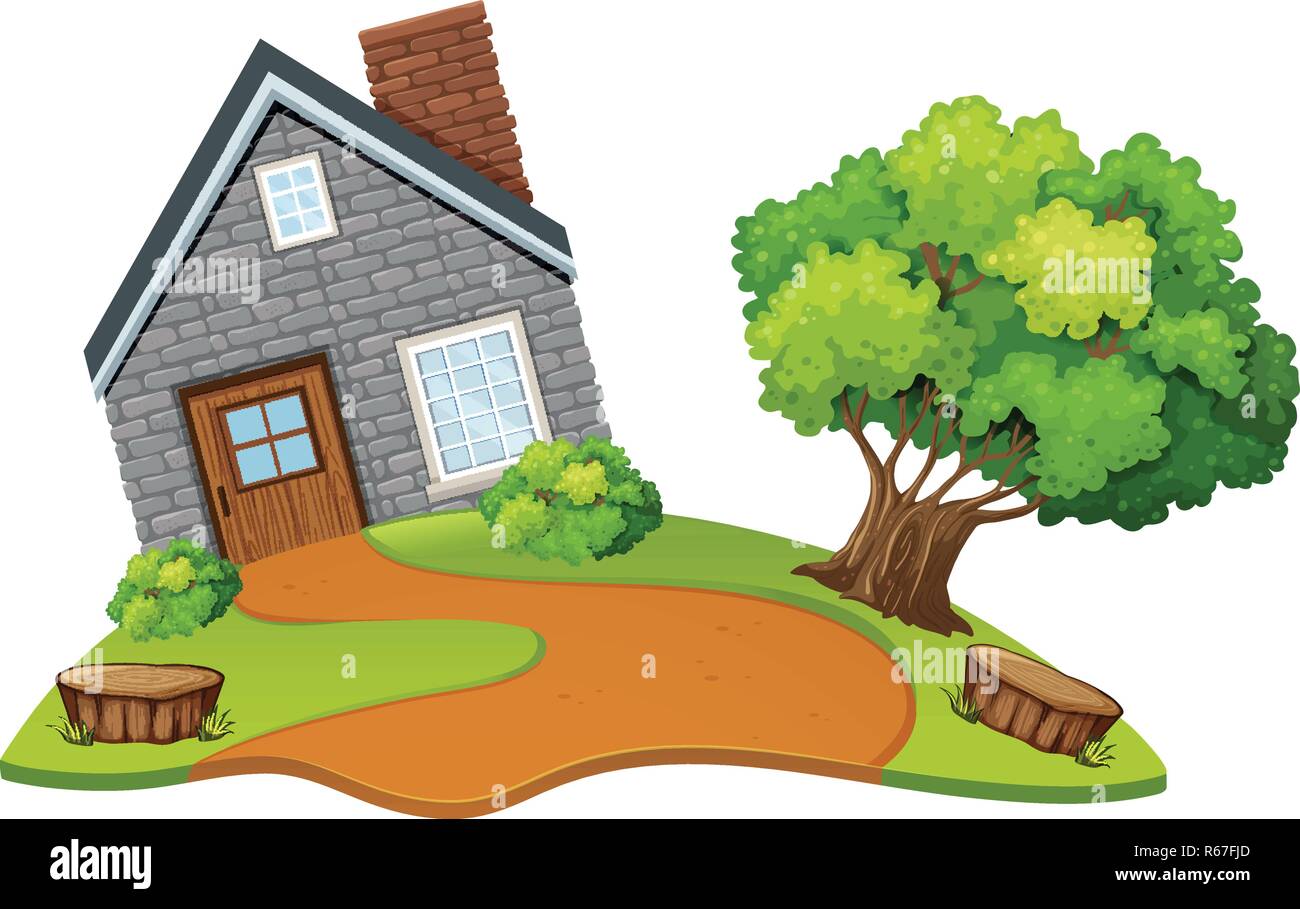 Stone house tree Stock Vector Images - Alamy