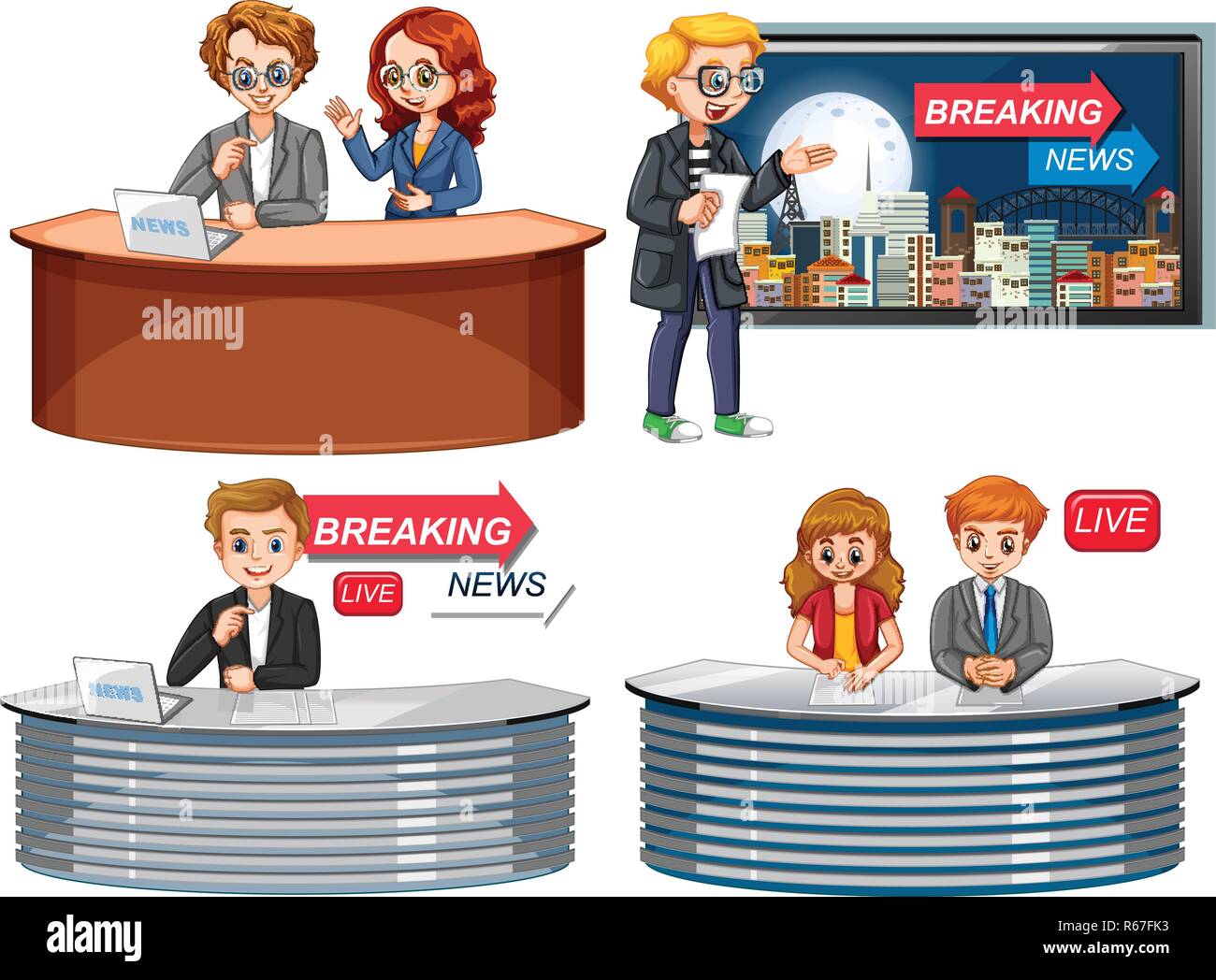 Set of news reporter illustration Stock Vector Image & Art - Alamy