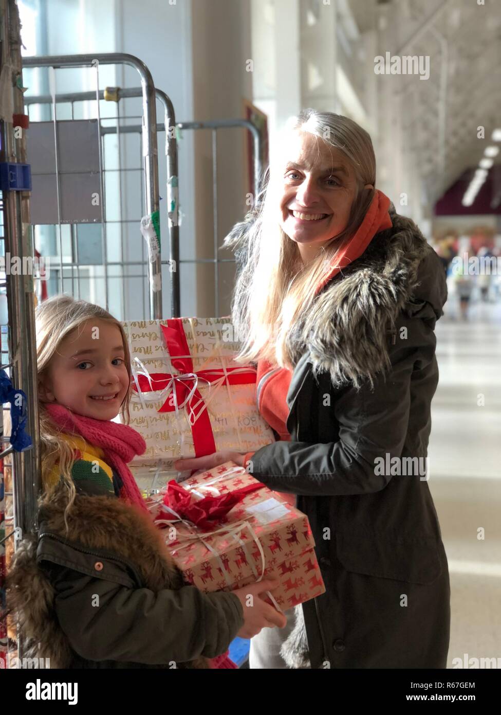 Festive Charity Donation Boxes Stock Photo - Alamy