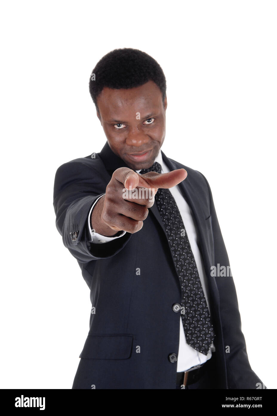 African business man pointing his finger Stock Photo - Alamy
