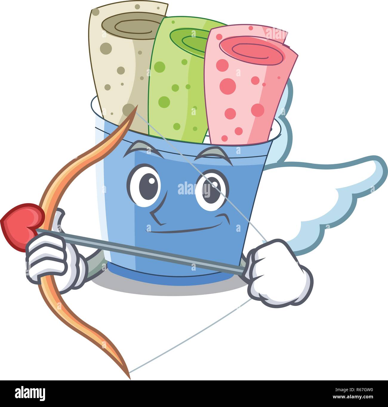 Cupid rolled ice creams in cartoon cups vector illustration Stock ...