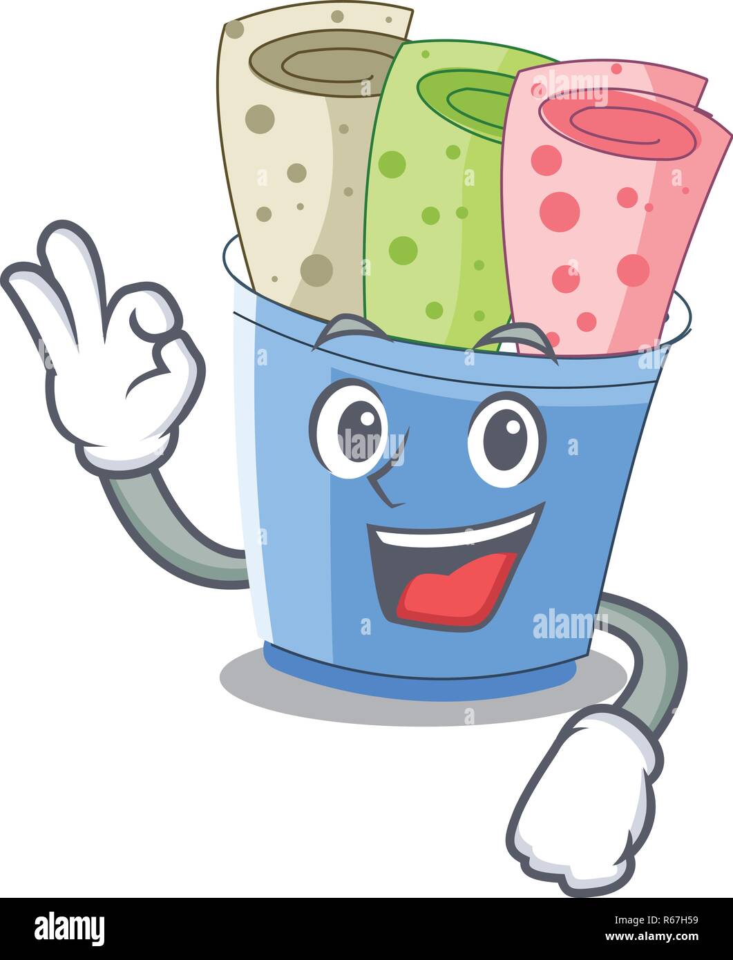 Okay ice cream roll with caramel character vector illustration Stock ...