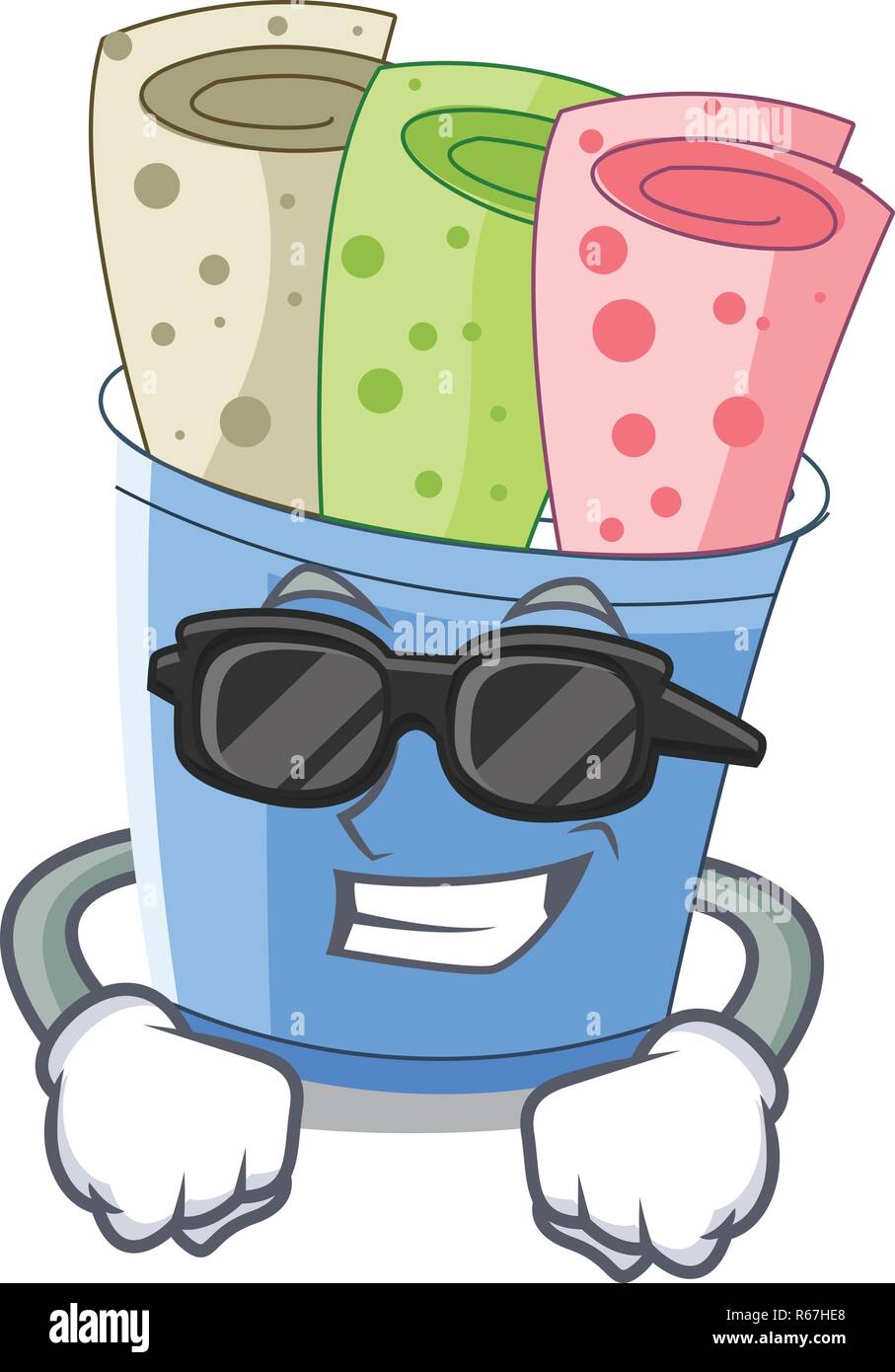 Super cool ice cream roll with caramel character vector illustration ...