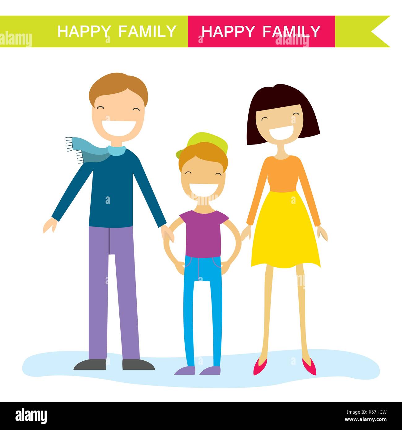 Happy Family Cartoon Characters