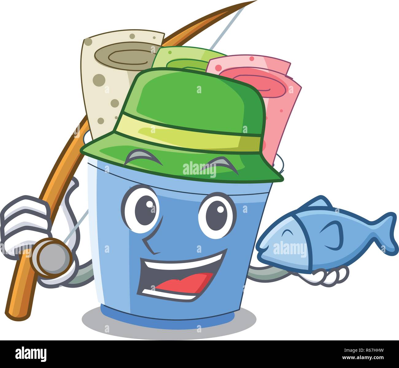 Fishing ice cream rolls at cups cartoon vector illustration Stock ...
