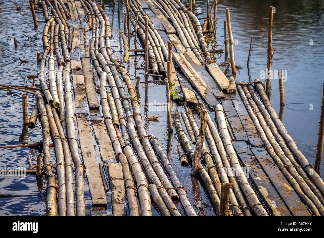 Broken and floating bridge Stock Photo - Alamy