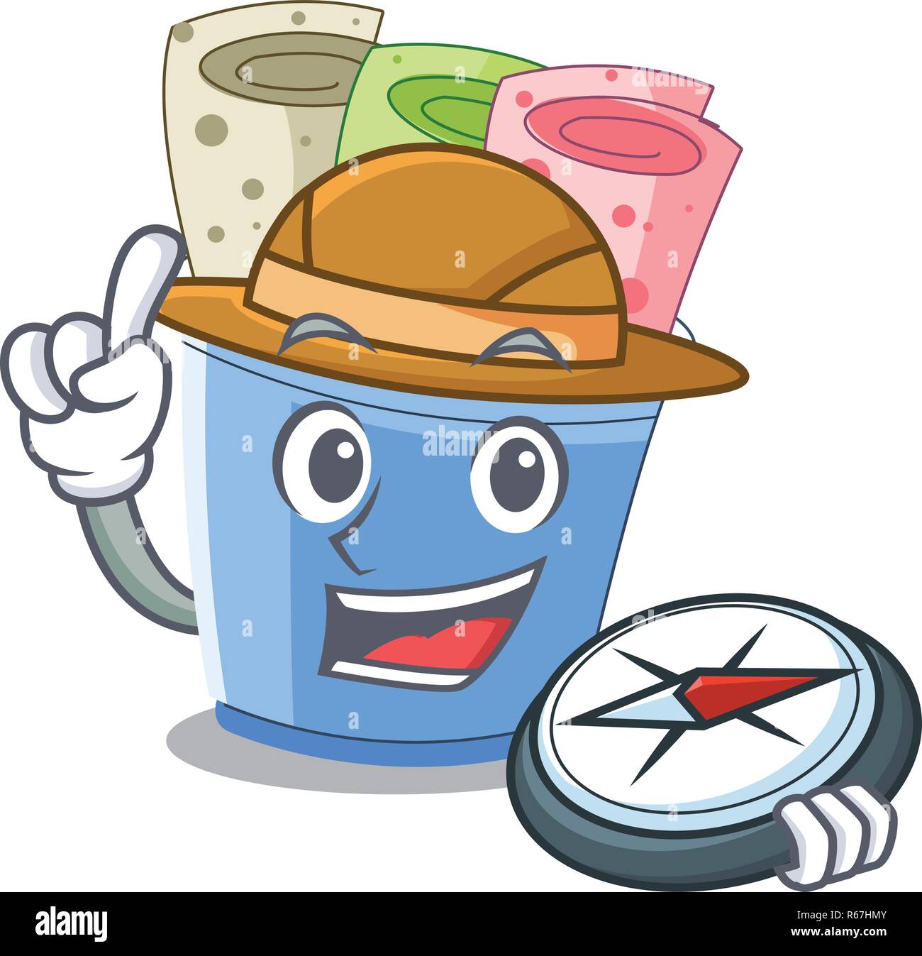 Explorer ice cream rolls at cups cartoon vector illustration Stock ...