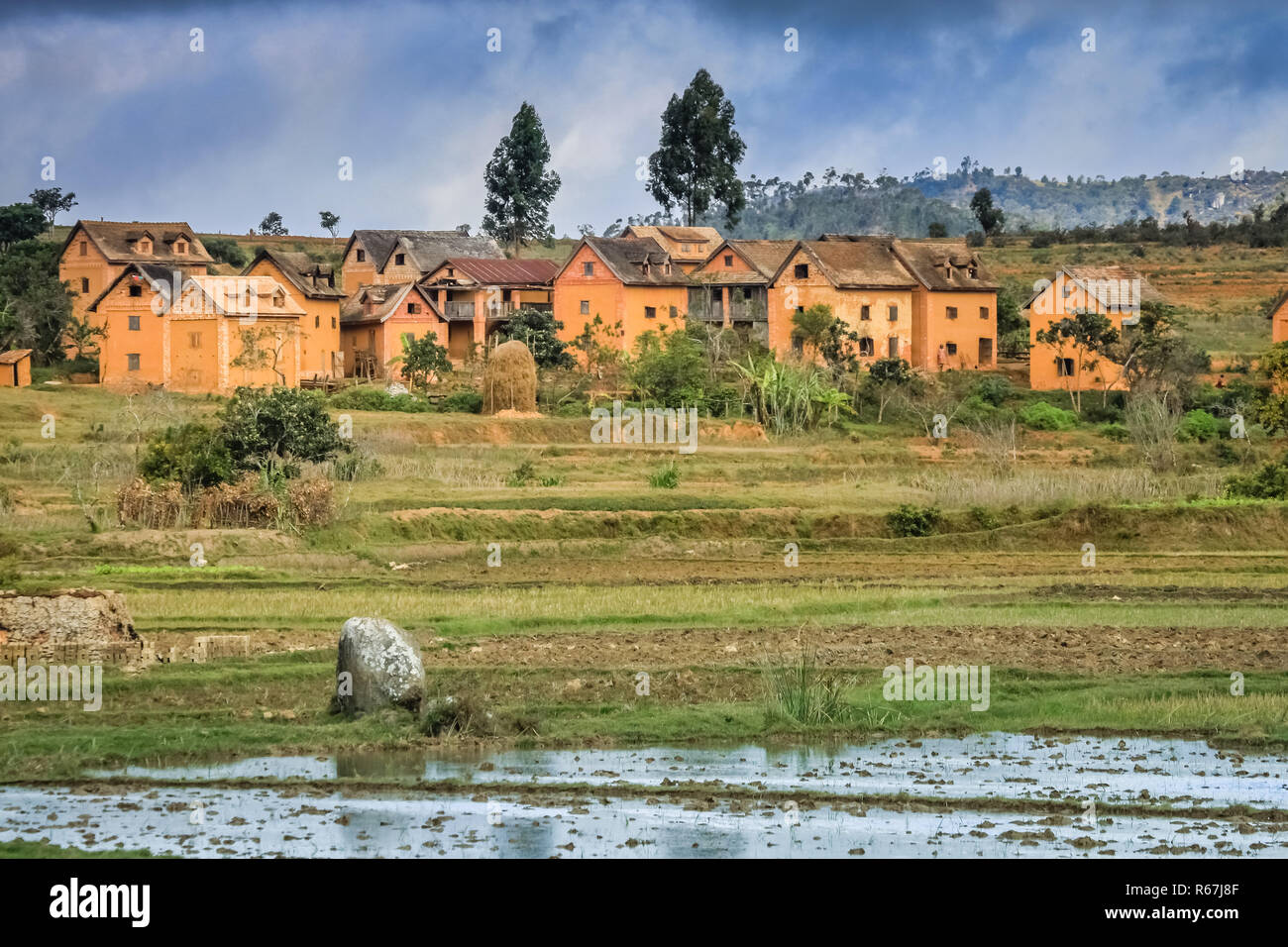 Homes in malagasy village Stock Photo - Alamy