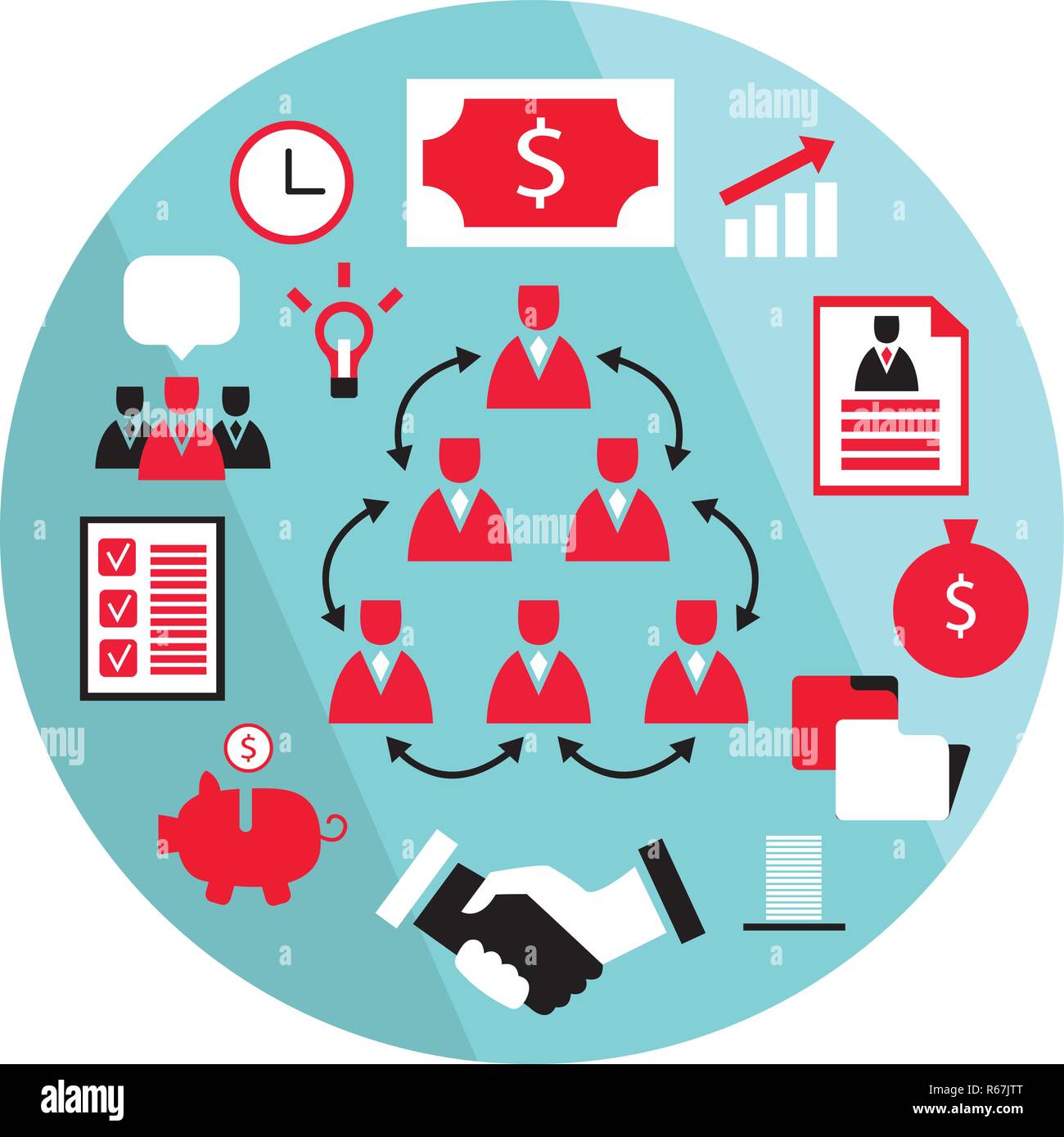 Flat design business elements Partnership money earning success concept ...