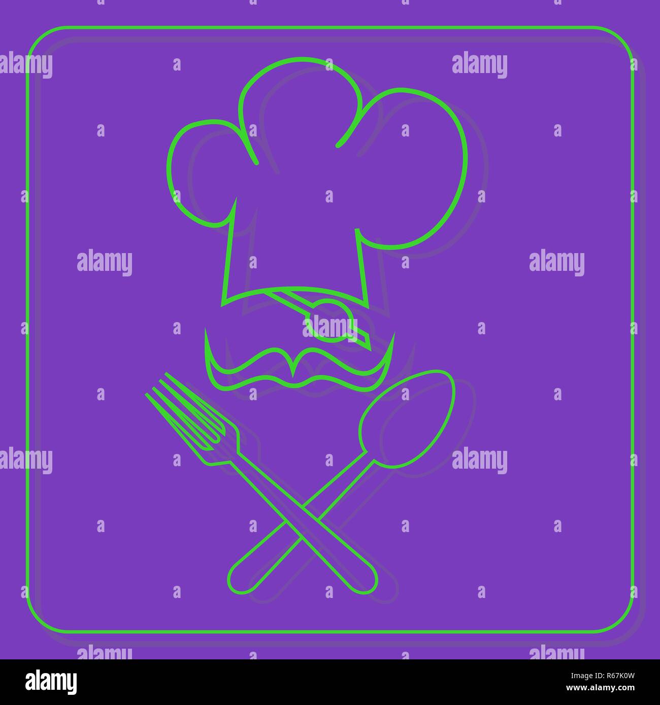 art icon for cafe, fast food cafe from contours on ultraviolet ...