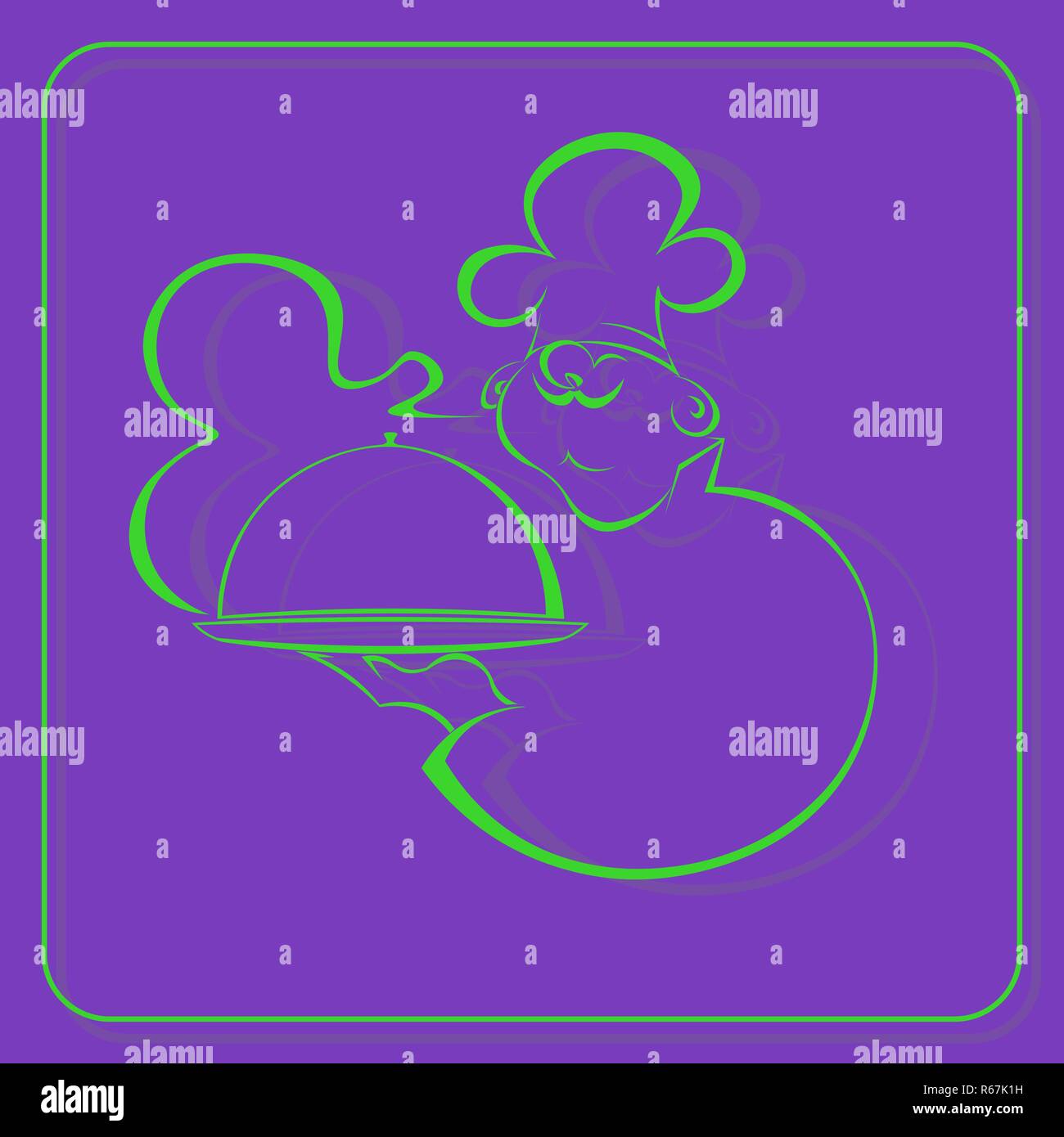 art icon for cafe, fast food cafe from contours on ultraviolet ...