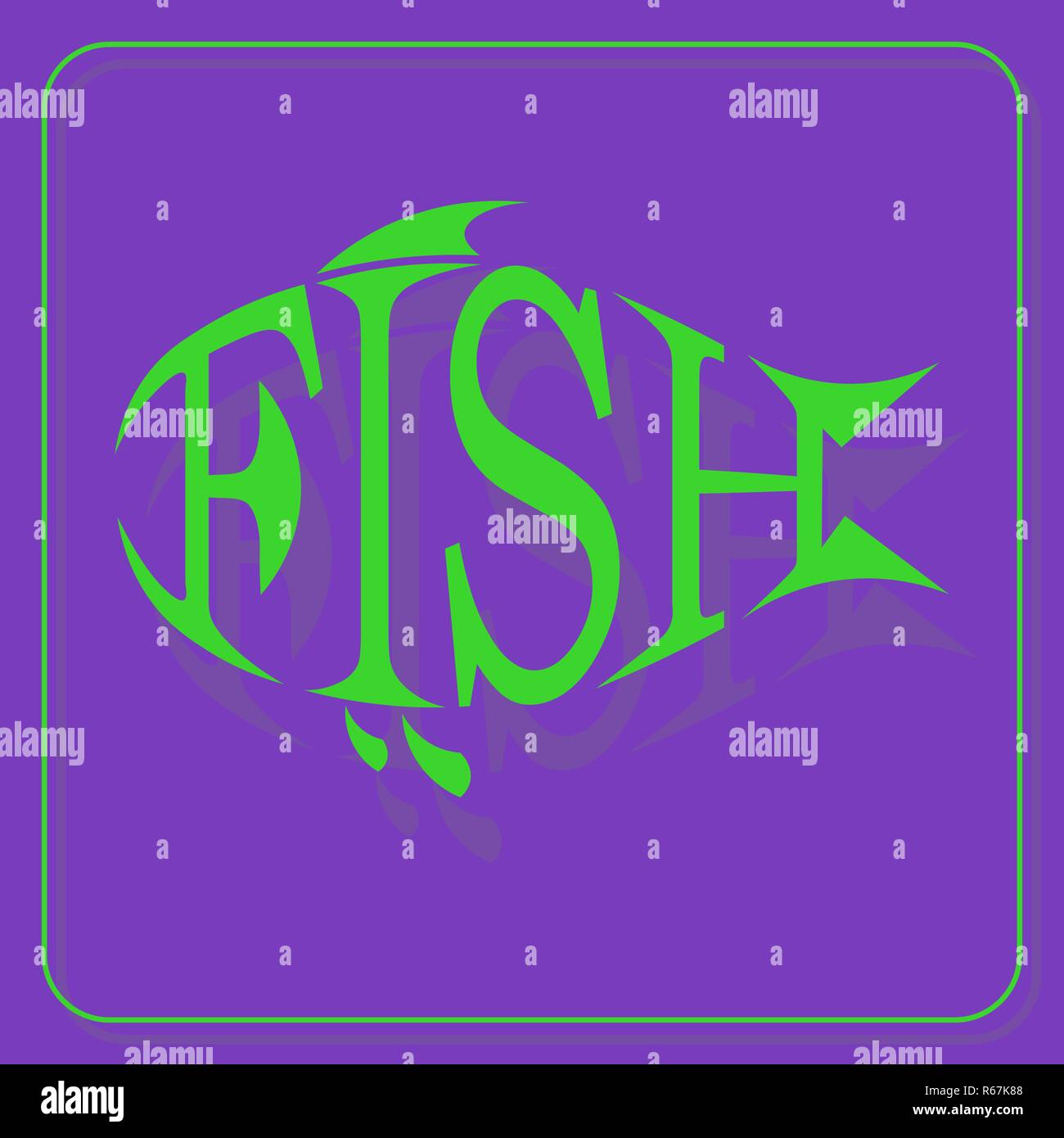 art icon for cafe, fast food cafe from contours on uv background fish ...