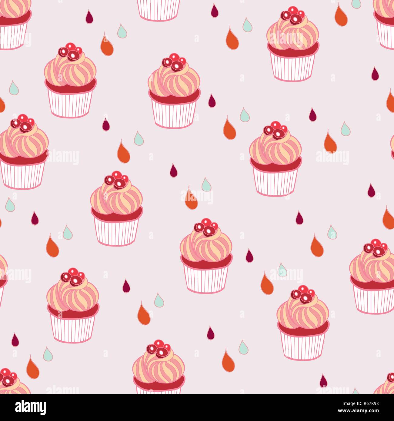 Beautiful yummy cupcake seamless background pattern. Vector ...