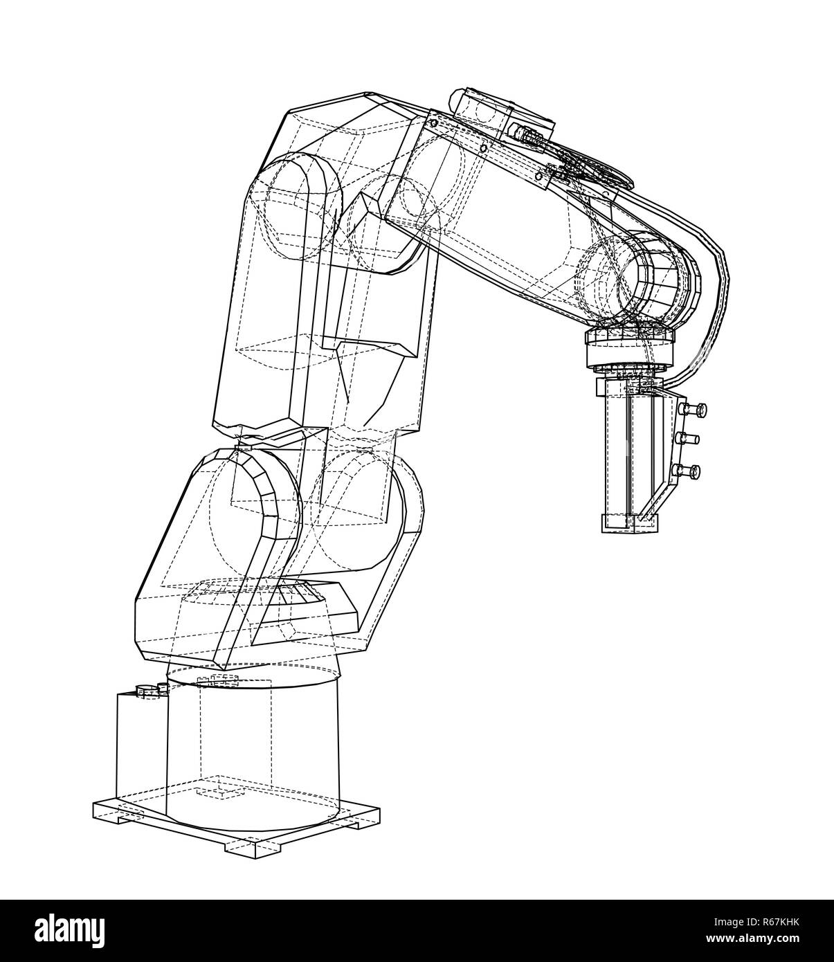 3D outline Robotic arm. 3d illustration. Wire-frame style Stock Photo ...