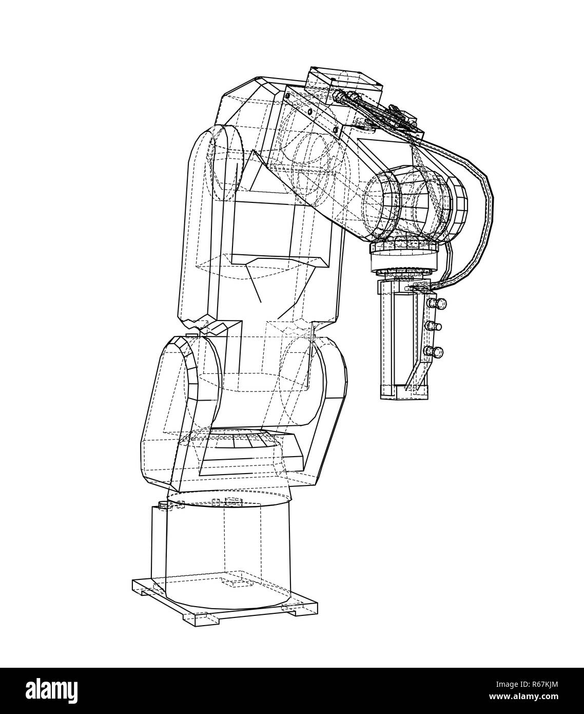 3D outline Robotic arm. 3d illustration. Wire-frame style Stock Photo ...
