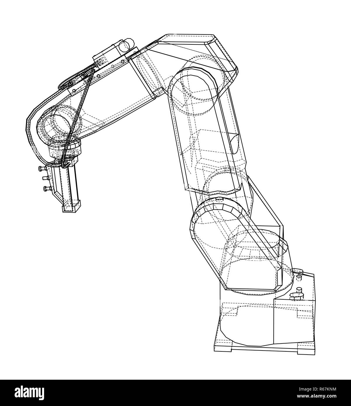 3D outline Robotic arm. 3d illustration. Wire-frame style Stock Photo ...