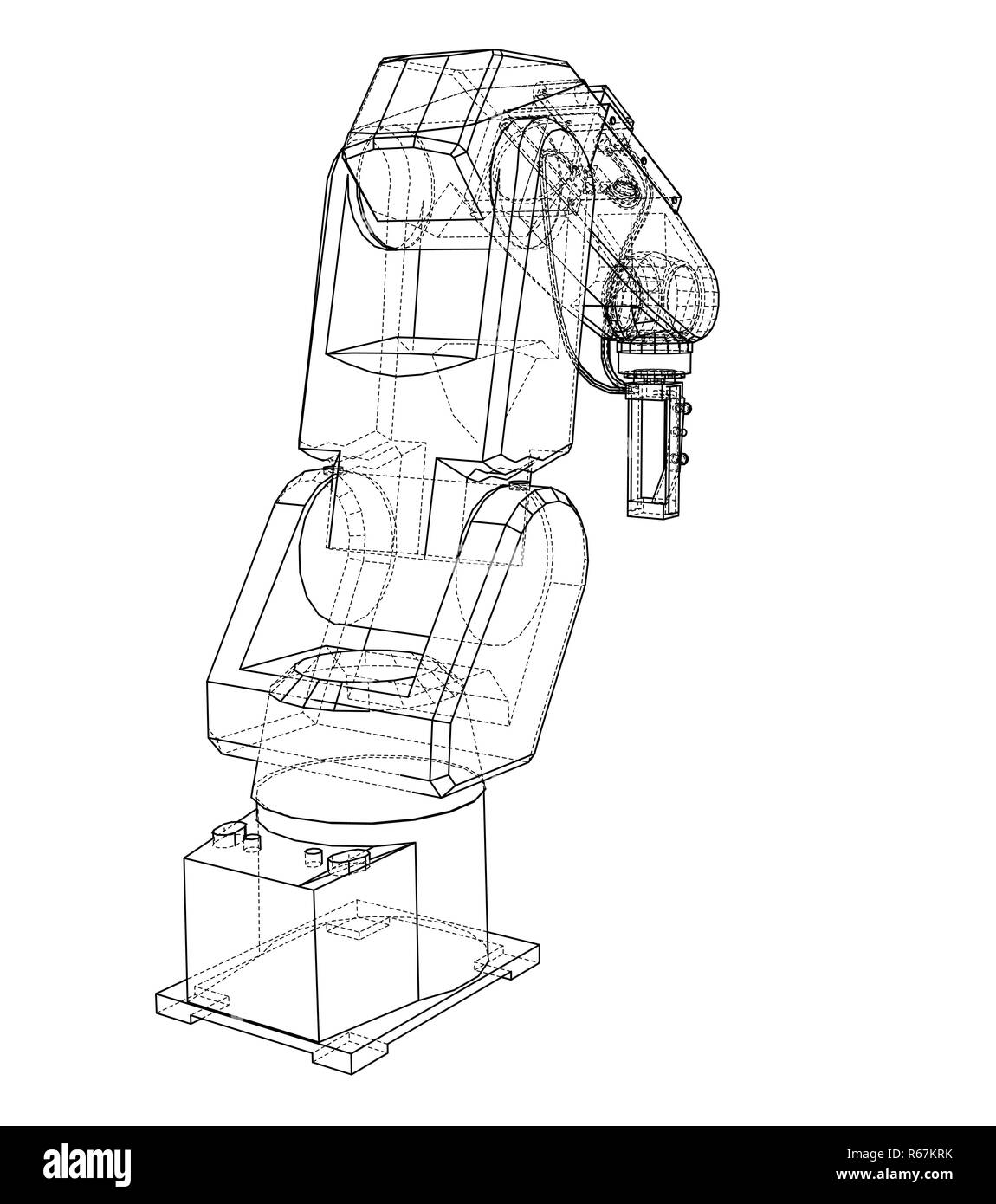 3D outline Robotic arm. 3d illustration. Wire-frame style Stock Photo ...
