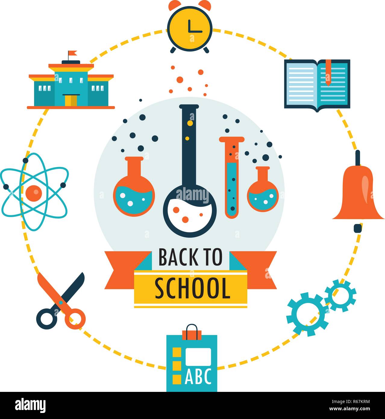 Back to school background with study theme icons Vector illustration ...