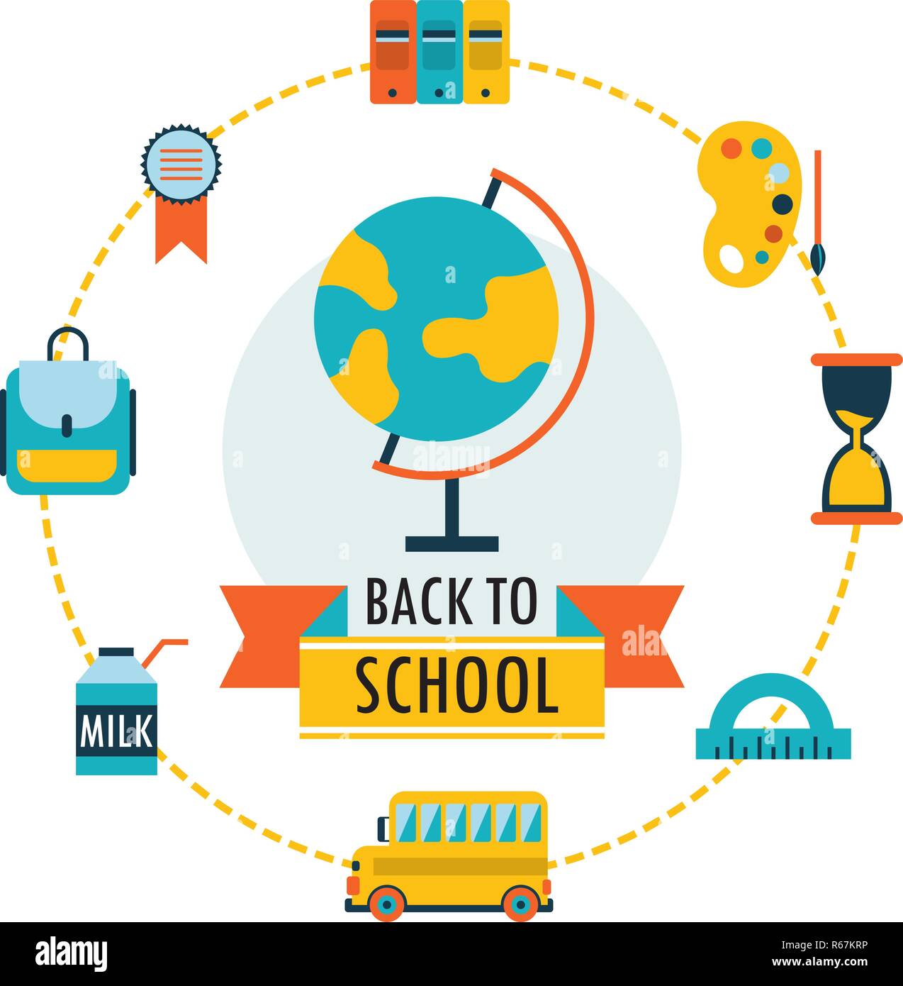 Back to school background with study theme icons Vector illustration ...