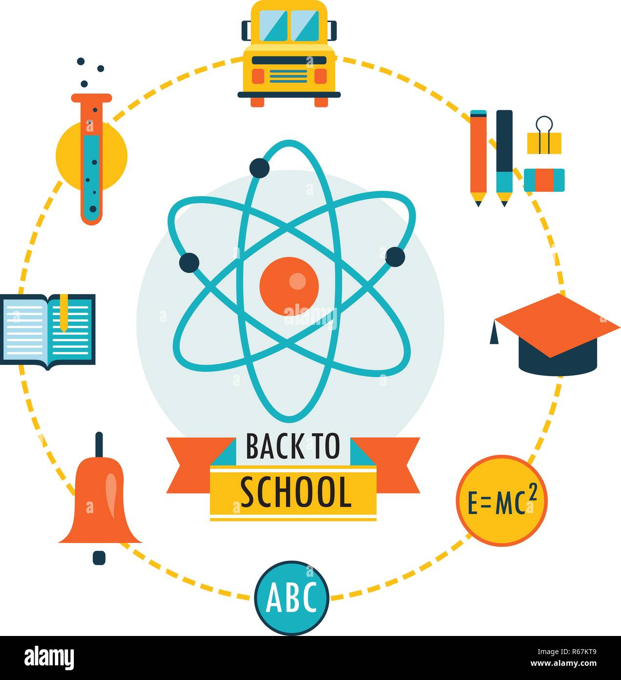 Back to school background with study theme icons Vector illustration ...