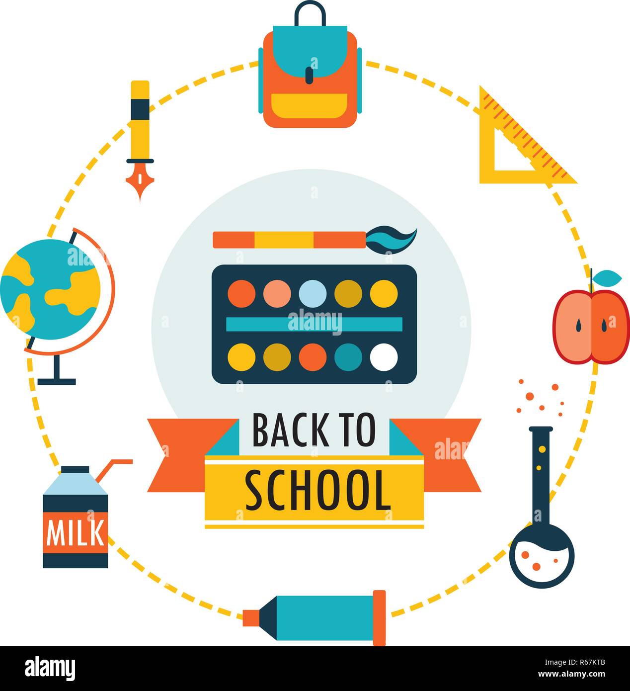 Back to school background with study theme icons Vector illustration ...