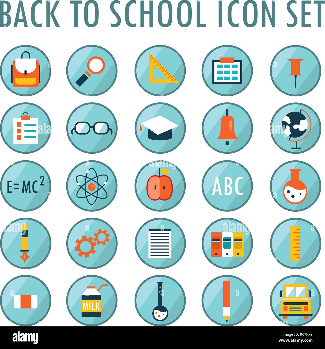 Back to school icon set. Vector illustration. Part 1 Stock Vector Image ...