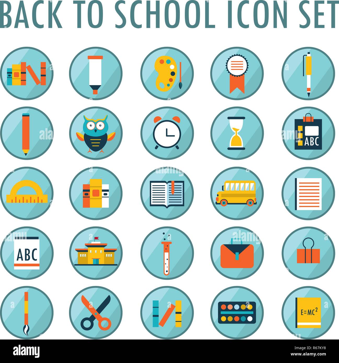 Back to school icon set. Vector illustration. Part 2 Stock Vector Image ...