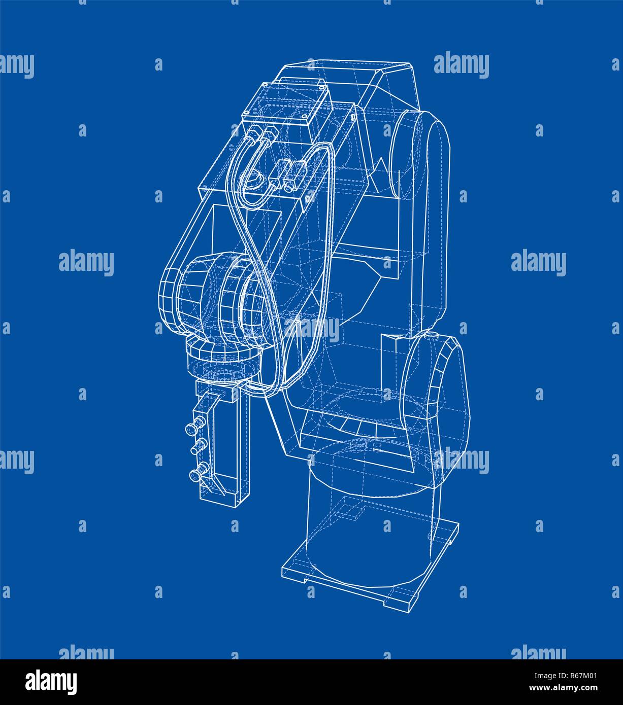 3D outline Robotic arm. 3d illustration. Wire-frame style Stock Photo ...