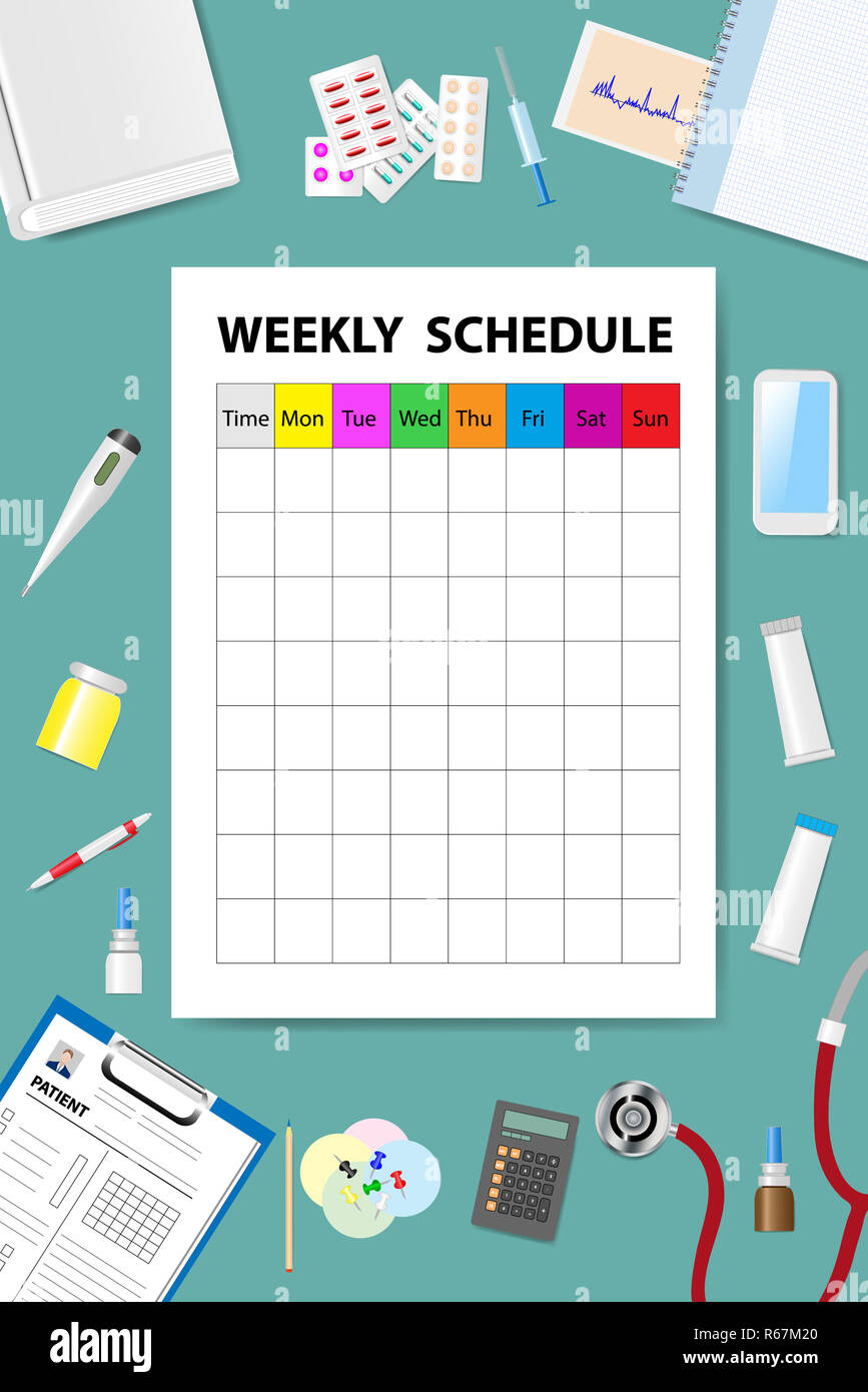 Weekly Schedule on the medical table Stock Photo - Alamy
