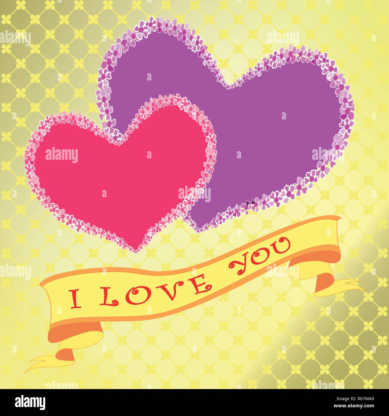 Beautiful Golden banner. Valentine's day. The inscription I love you ...