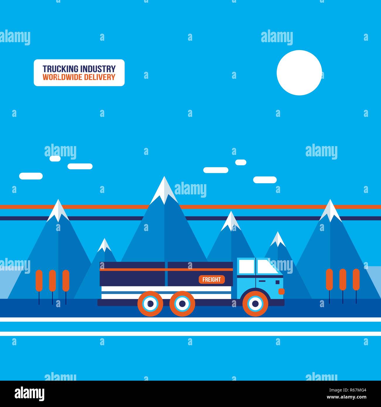 Trucking industry Truck transportation concept Modern flat design ...