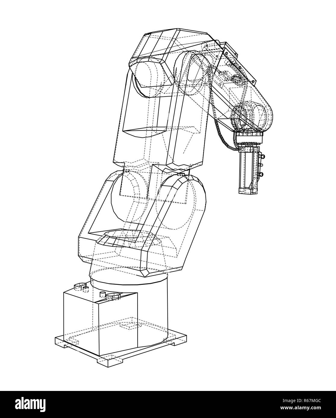 3D outline Robotic arm. 3d illustration. Wire-frame style Stock Photo ...