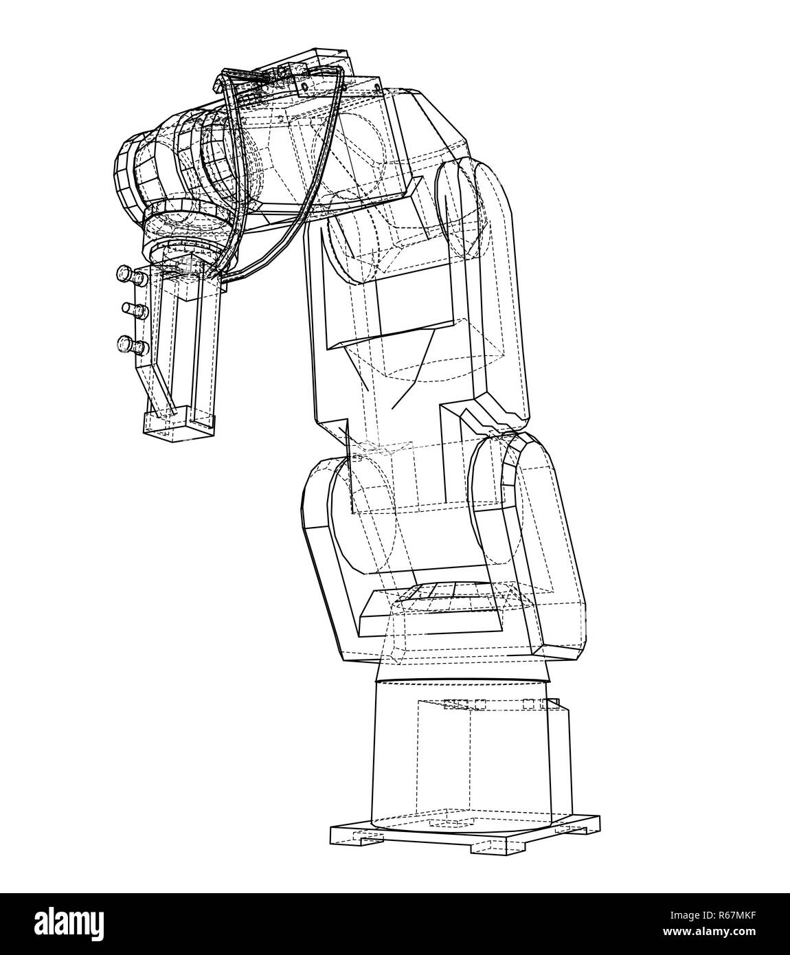 3D outline Robotic arm. 3d illustration. Wire-frame style Stock Photo ...