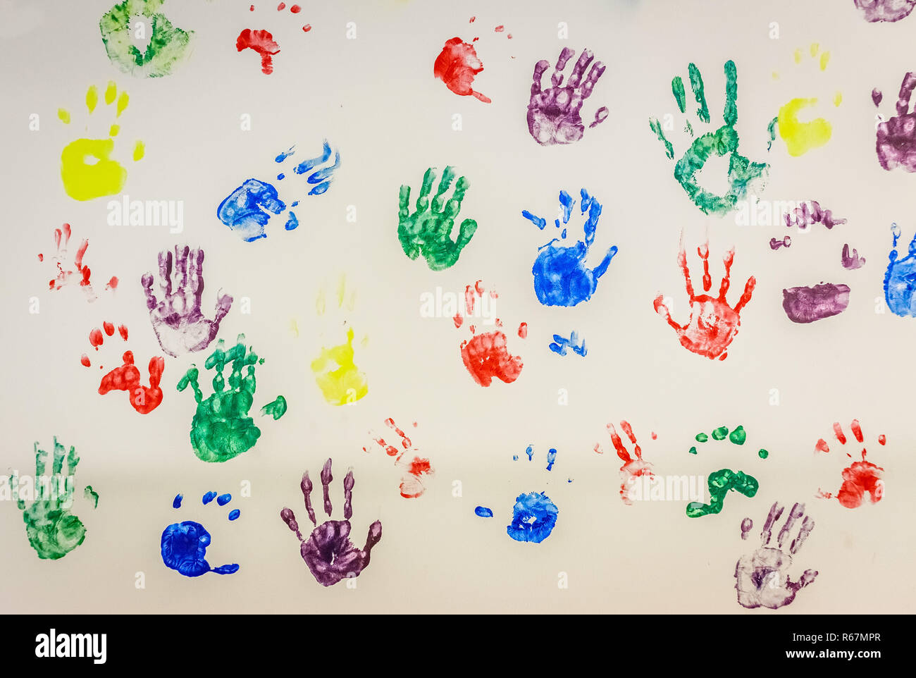 Kids painted handprints hi-res stock photography and images - Alamy