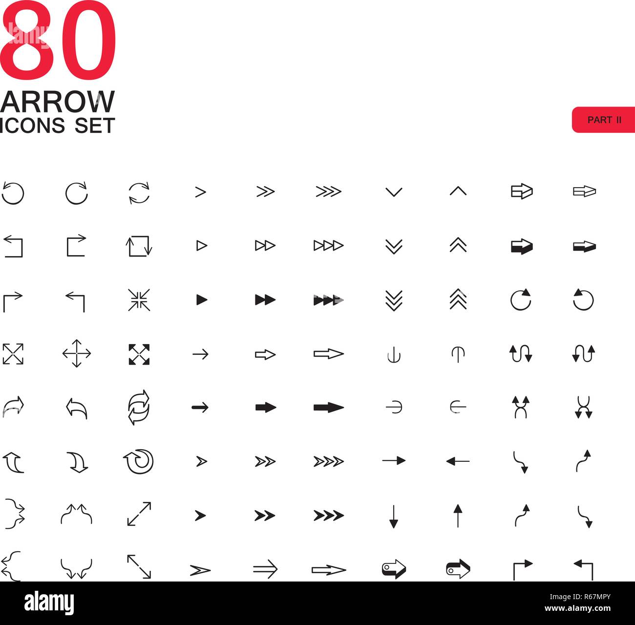 80 arrow sign icons buttons set. Vector illustration Stock Vector Image ...