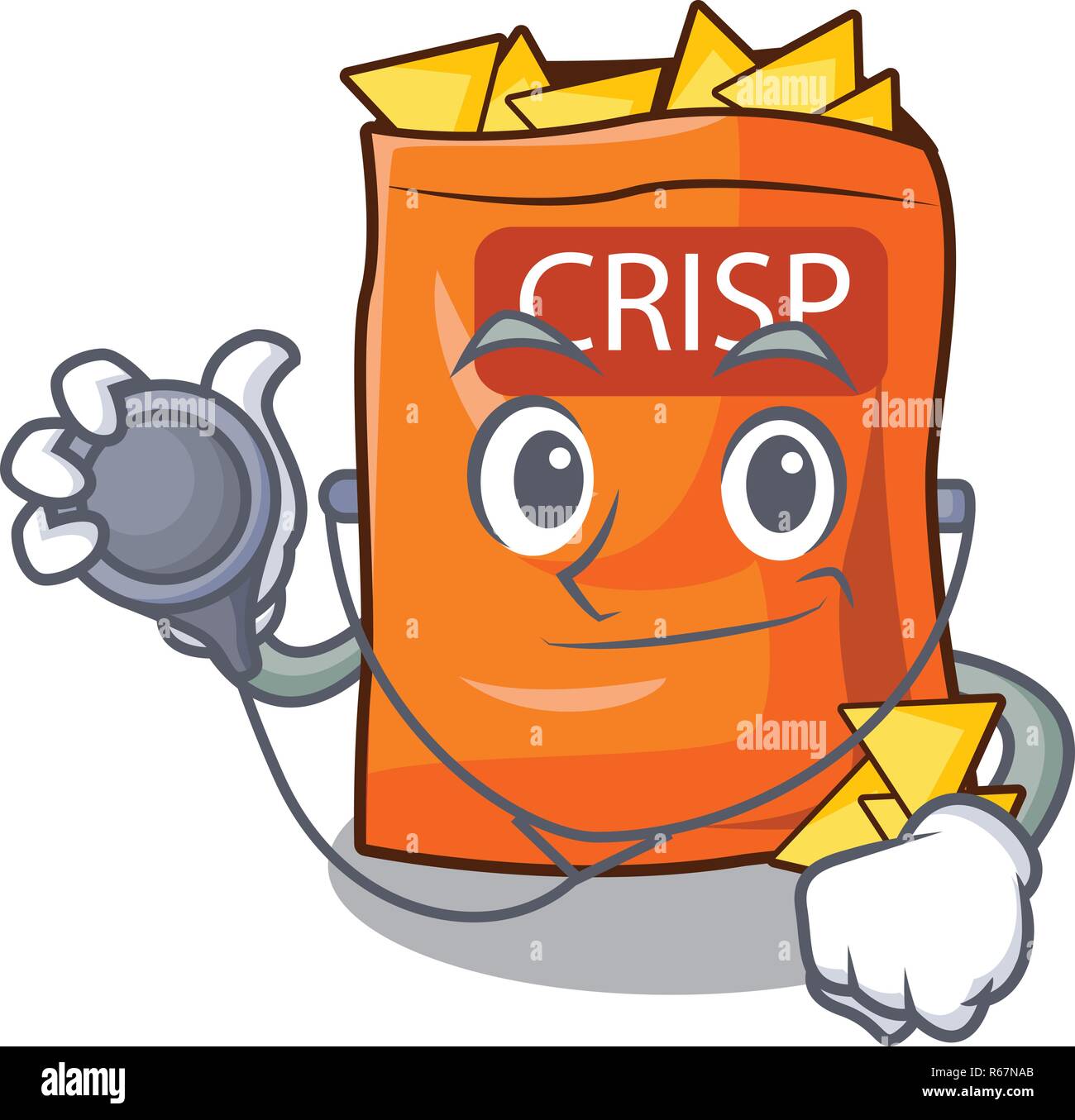 Doctor snack food sticks chisp on cartoon vector illustration Stock ...